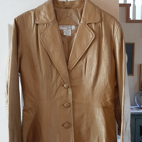 Tower Hill Collection | Jackets & Coats | Matte Gold Leather Jacket ...